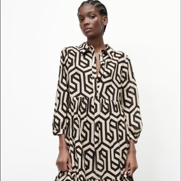 Zara | Dresses | Zara Geo Print Midi Tunic Dress Size Xxl | Poshmark